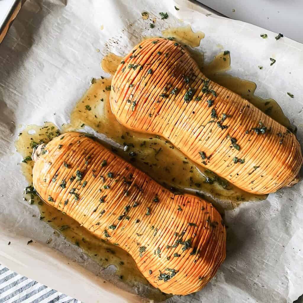 Hasselback Butternut Squash With Maple Glaze - A Nourishing Plate