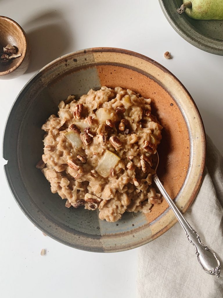 Spiced Pear Oatmeal - A Nourishing Plate
