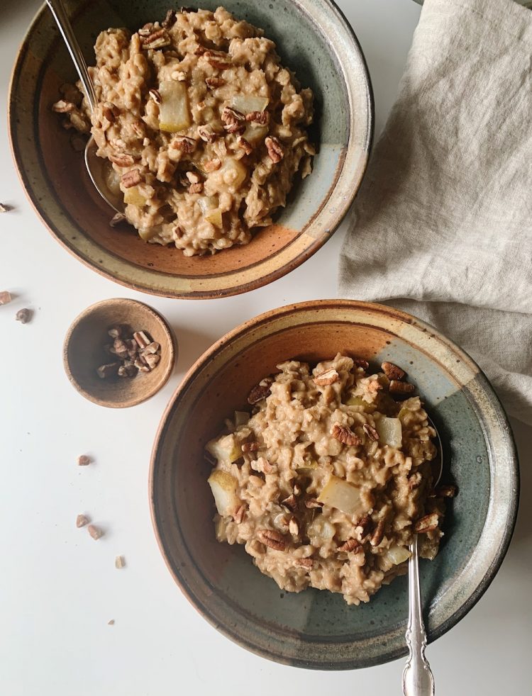 Spiced Pear Oatmeal - A Nourishing Plate