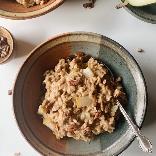 Spiced Pear Oatmeal - A Nourishing Plate