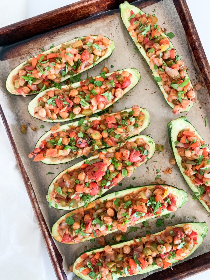 Greek Stuffed Zucchini Boats (Gluten-Free, Vegan) - A Nourishing Plate