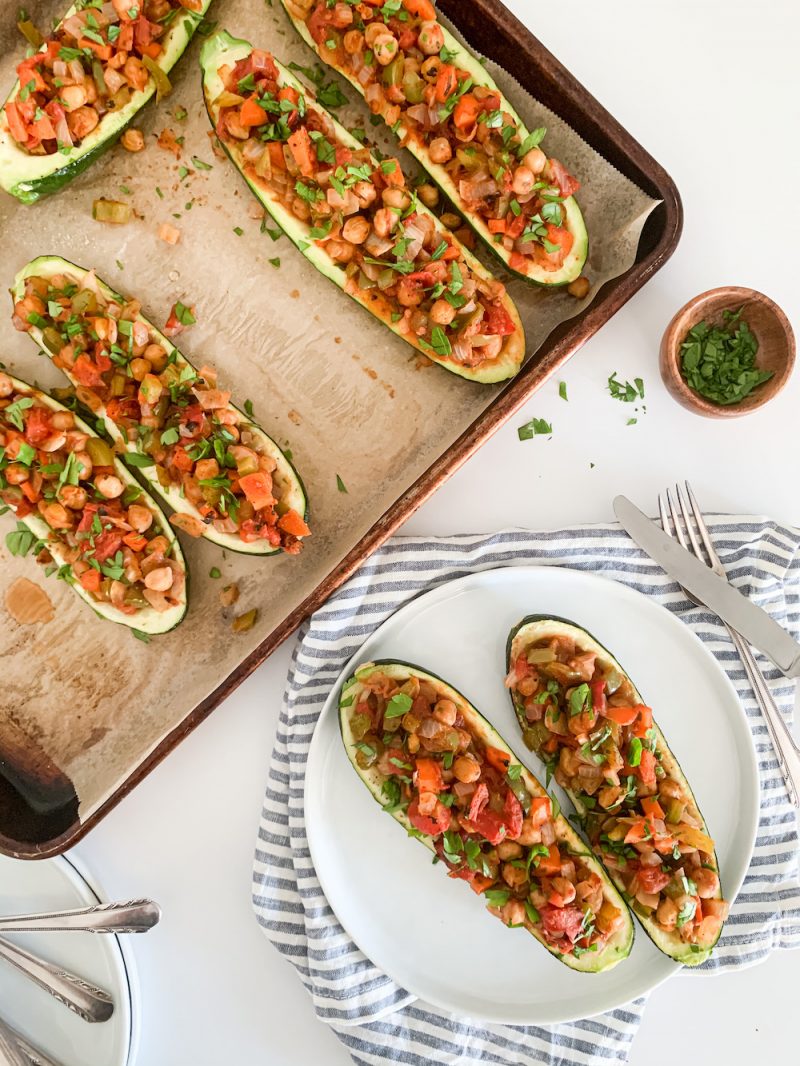 Greek Stuffed Zucchini Boats (Gluten-Free, Vegan) - A Nourishing Plate