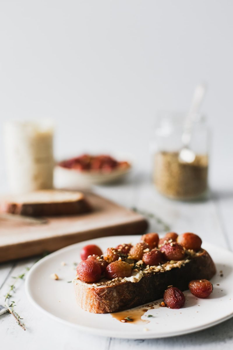 Ricotta Toast With Roasted Grapes (Dairy-Free) - A Nourishing Plate