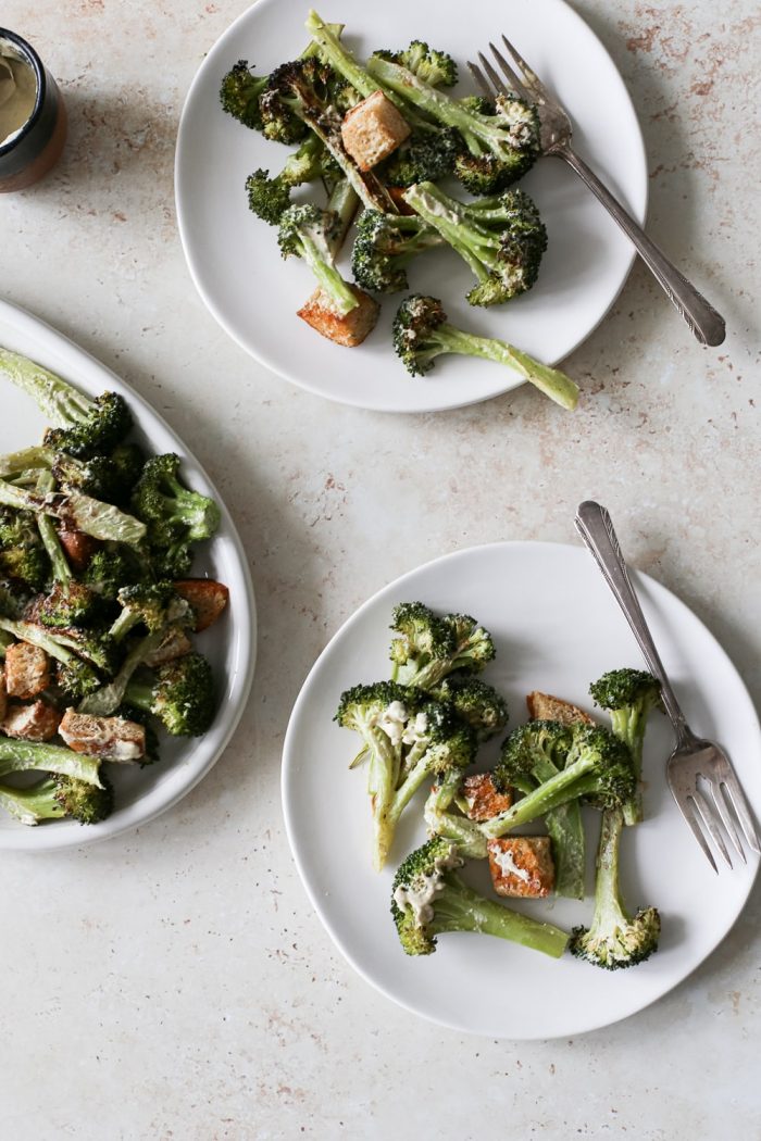 Roasted Broccoli Caesar Salad - A Nourishing Plate