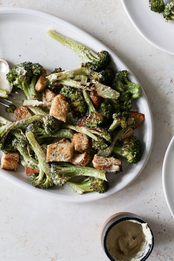 Roasted Broccoli Caesar Salad - A Nourishing Plate
