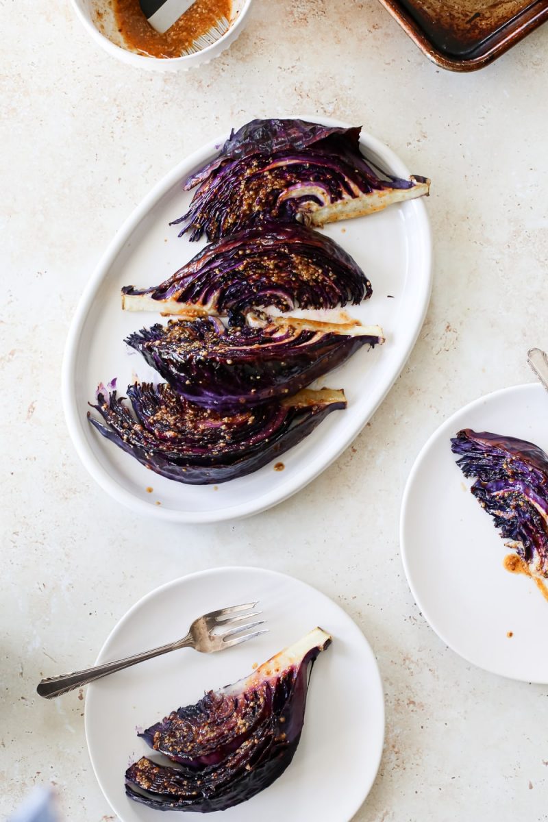 Roasted Red Cabbage Wedges W/ Smoky Mustard Dressing - A Nourishing Plate