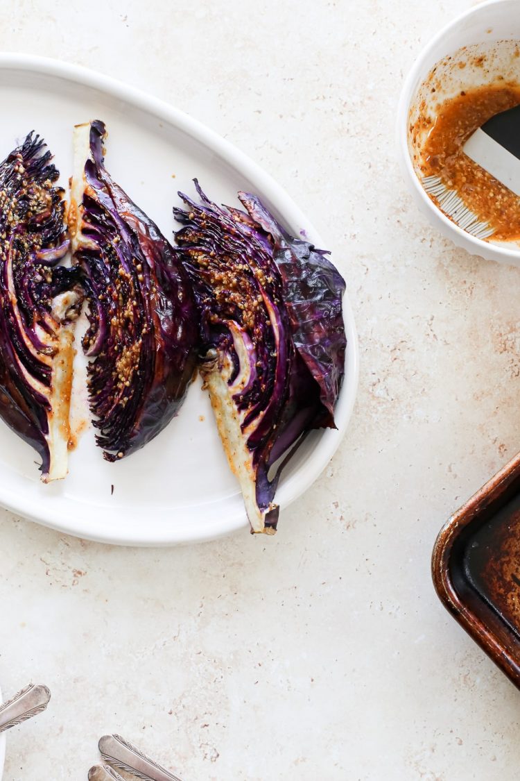 Roasted Red Cabbage Wedges W/ Smoky Mustard Dressing - A Nourishing Plate
