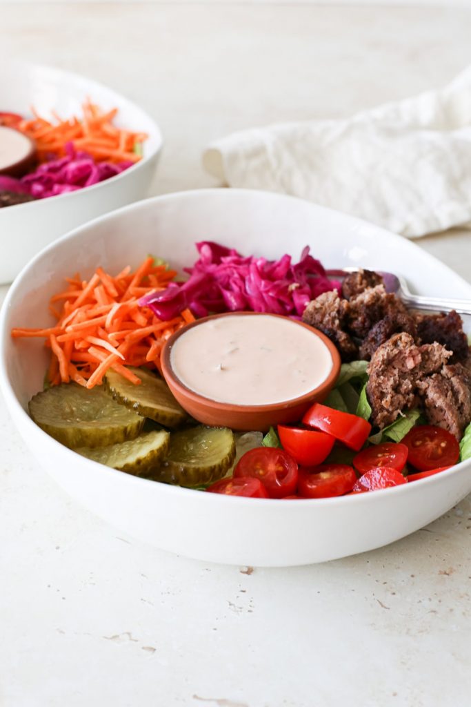 Burger Bowls With Fancy Sauce - A Nourishing Plate