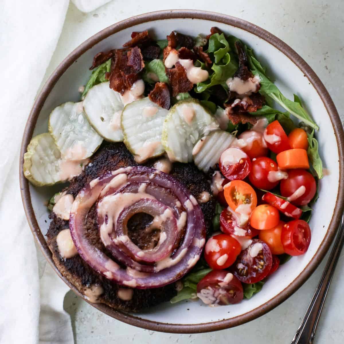 Deconstructed Burger Bowls - A Nourishing Plate