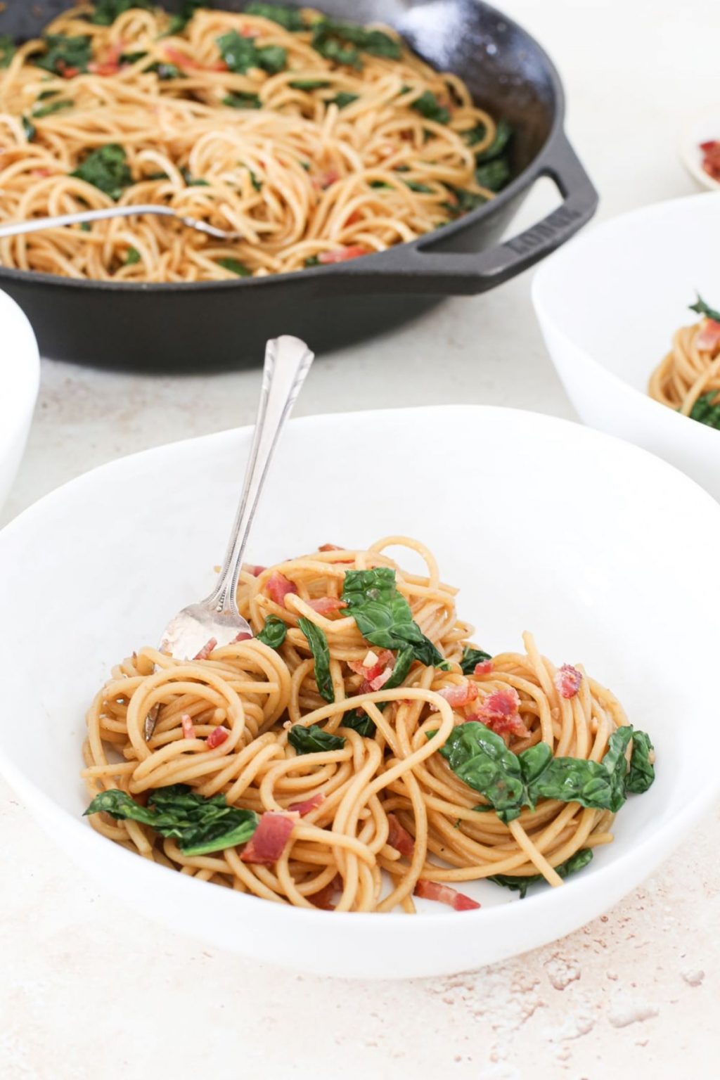 Umami Noodles With Garlic, Kale & Bacon - A Nourishing Plate