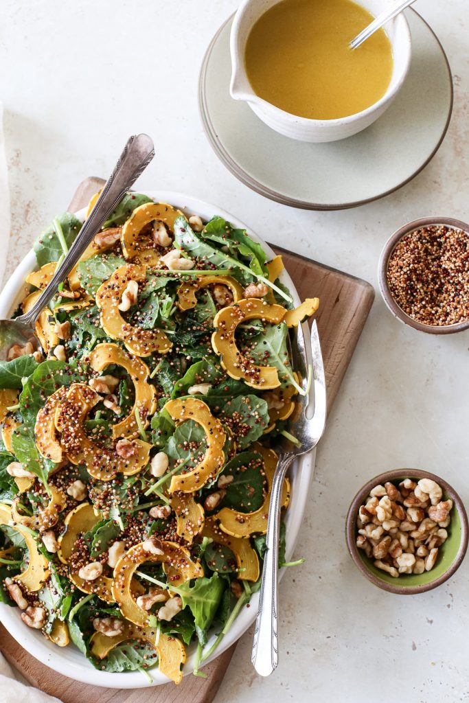 Baby Kale Salad With Crispy Quinoa & Squash - A Nourishing Plate