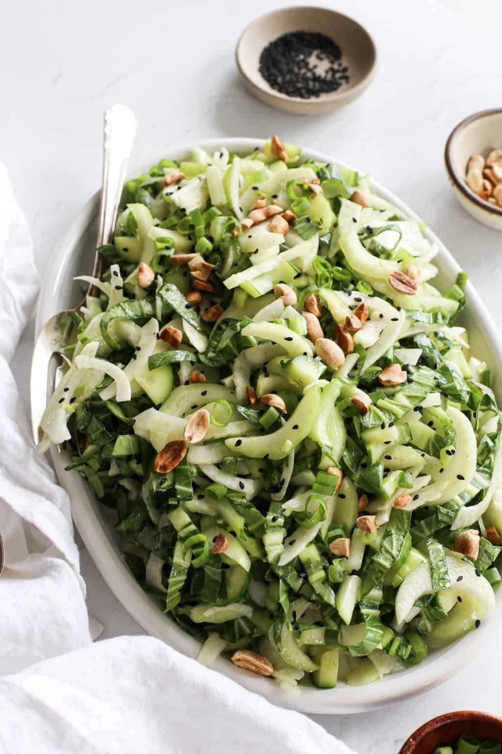 Bok Choy (Pak Choi) Salad With Sesame Lime Dressing - A Nourishing Plate