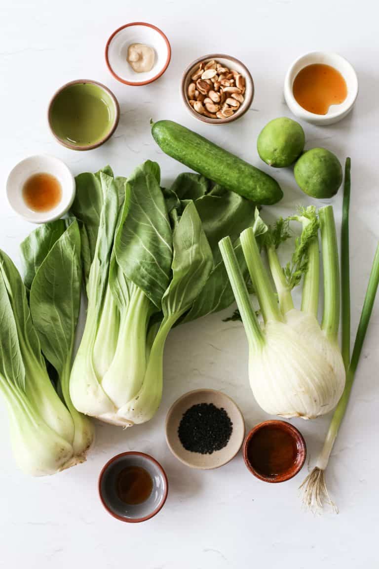 Bok Choy (Pak Choi) Salad With Sesame Lime Dressing - A Nourishing Plate