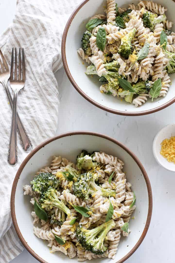 Tahini Pasta With Lemon and Garlic - A Nourishing Plate