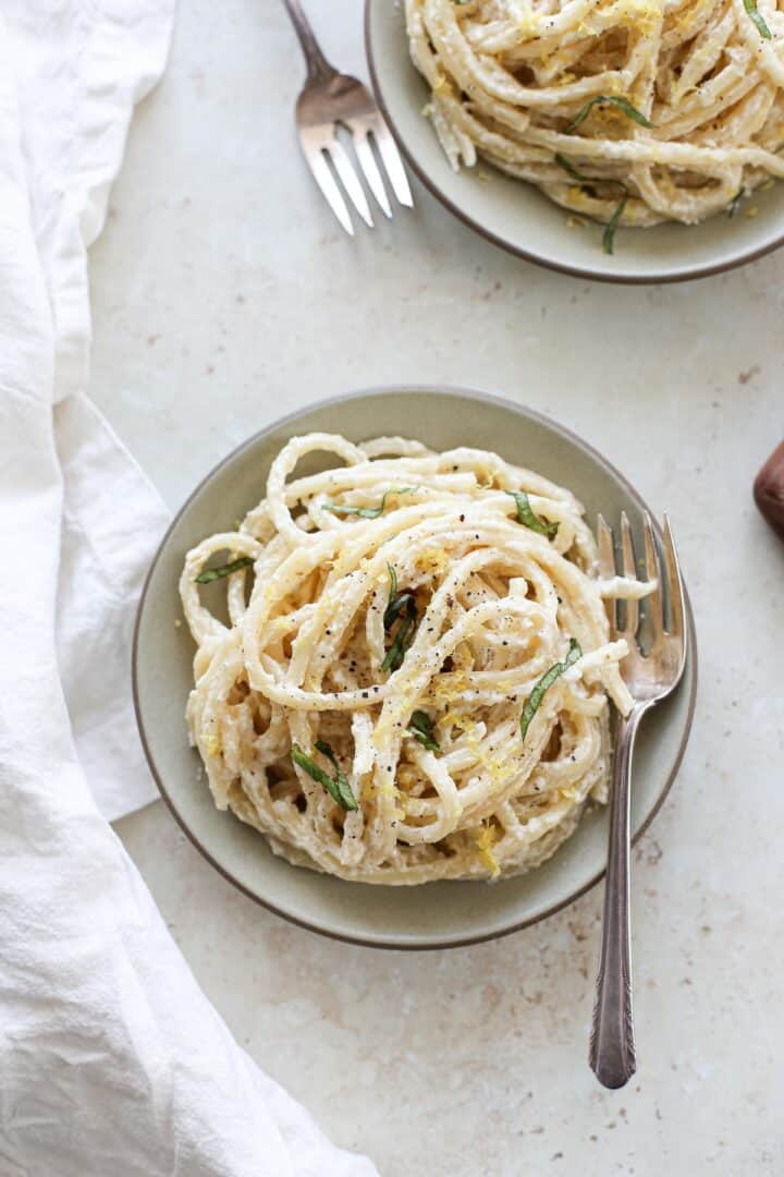 Creamy Lemon Pasta (Spaghetti al Limone) - A Nourishing Plate