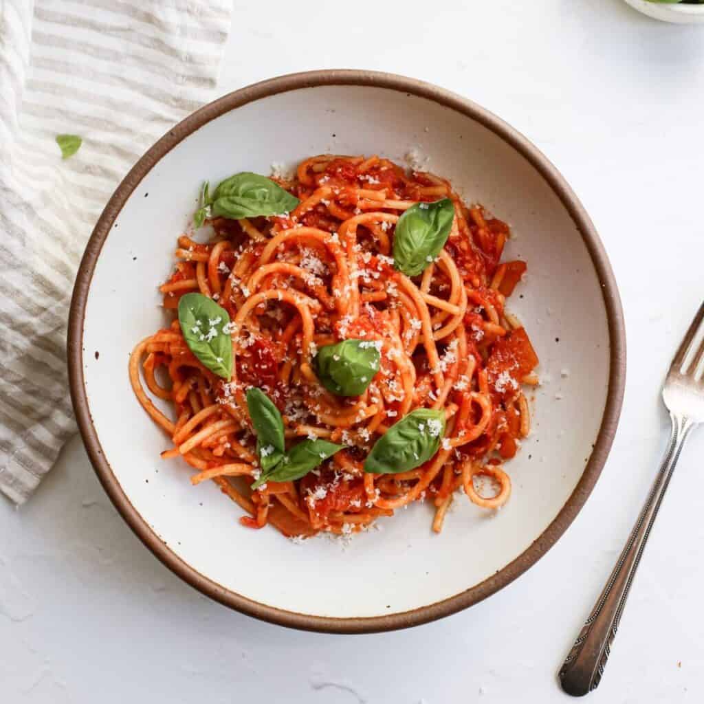 Spaghetti Arrabbiata (Spicy Italian Pasta) - A Nourishing Plate
