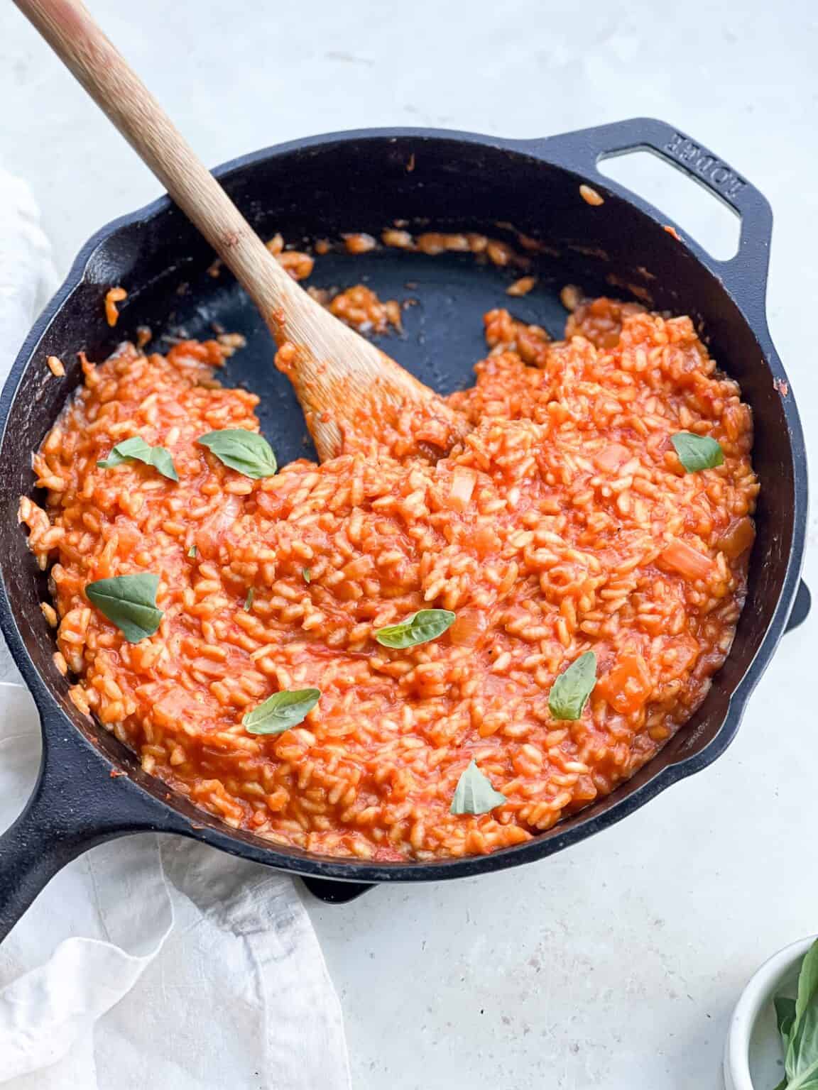 Creamy Roasted Red Pepper Risotto - A Nourishing Plate