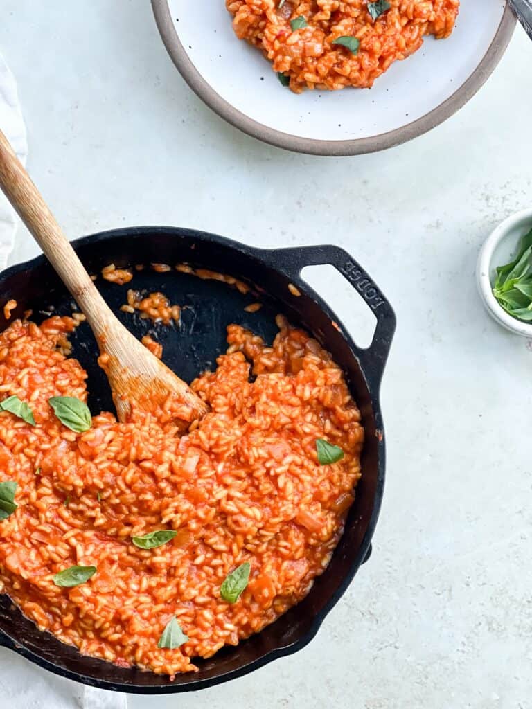 Creamy Roasted Red Pepper Risotto - A Nourishing Plate