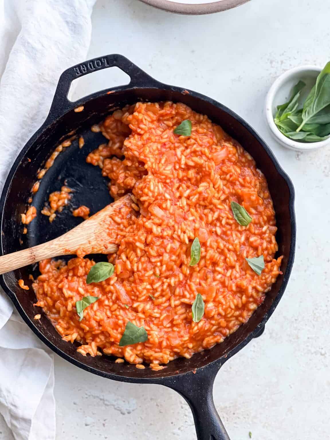 Creamy Roasted Red Pepper Risotto - A Nourishing Plate