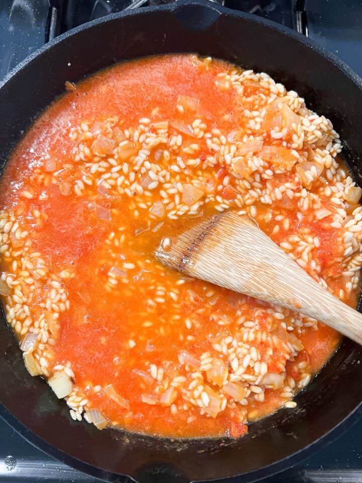 Creamy Roasted Red Pepper Risotto - A Nourishing Plate