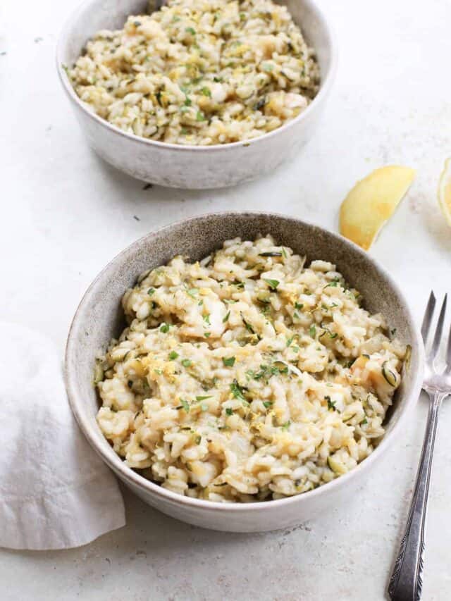 Zucchini Risotto With Miso Butter & Lemon - A Nourishing Plate