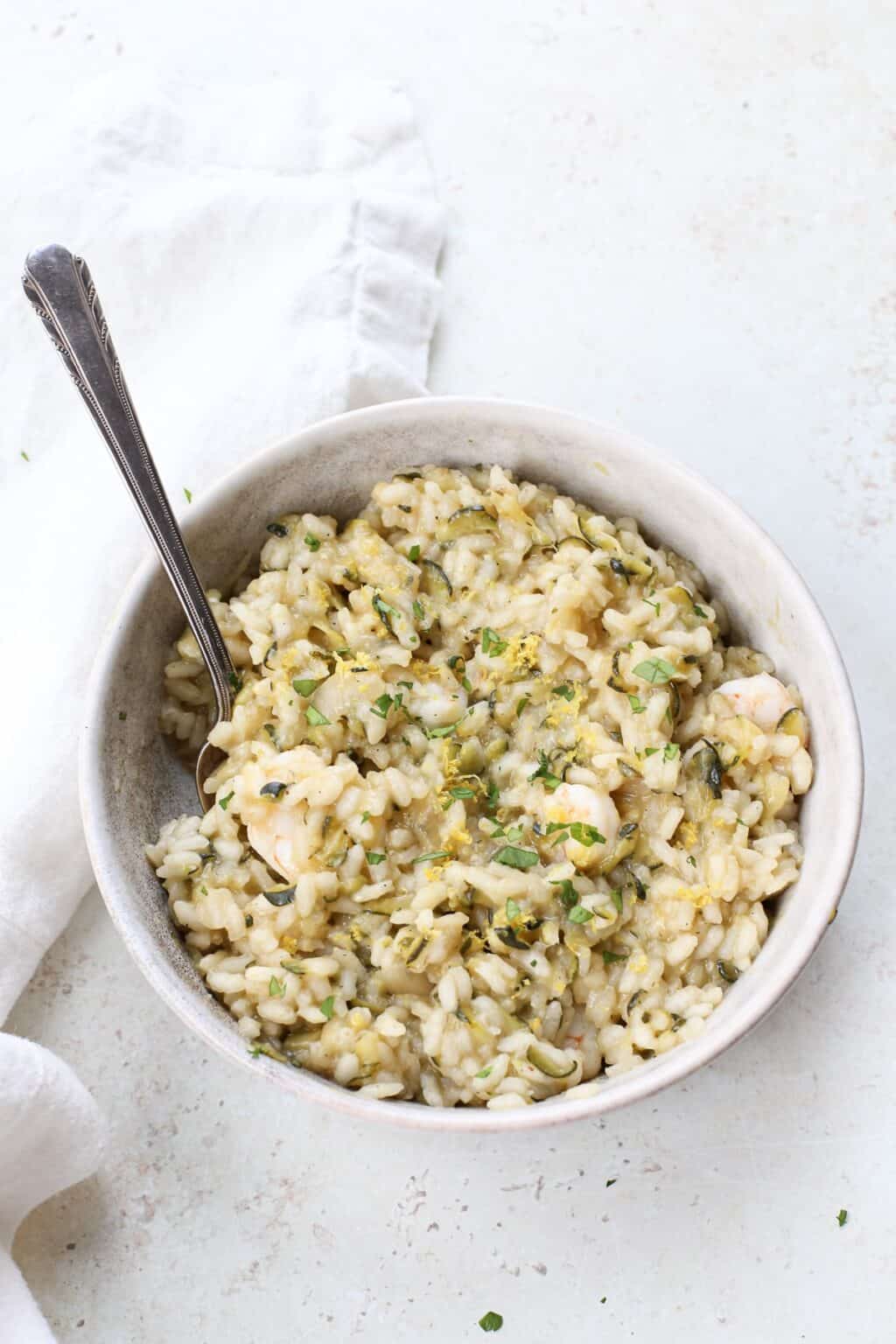 Zucchini Risotto With Miso Butter & Lemon - A Nourishing Plate