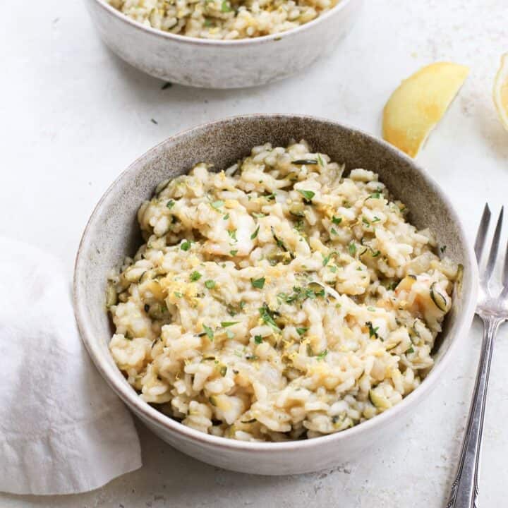 Zucchini Risotto With Miso Butter & Lemon - A Nourishing Plate