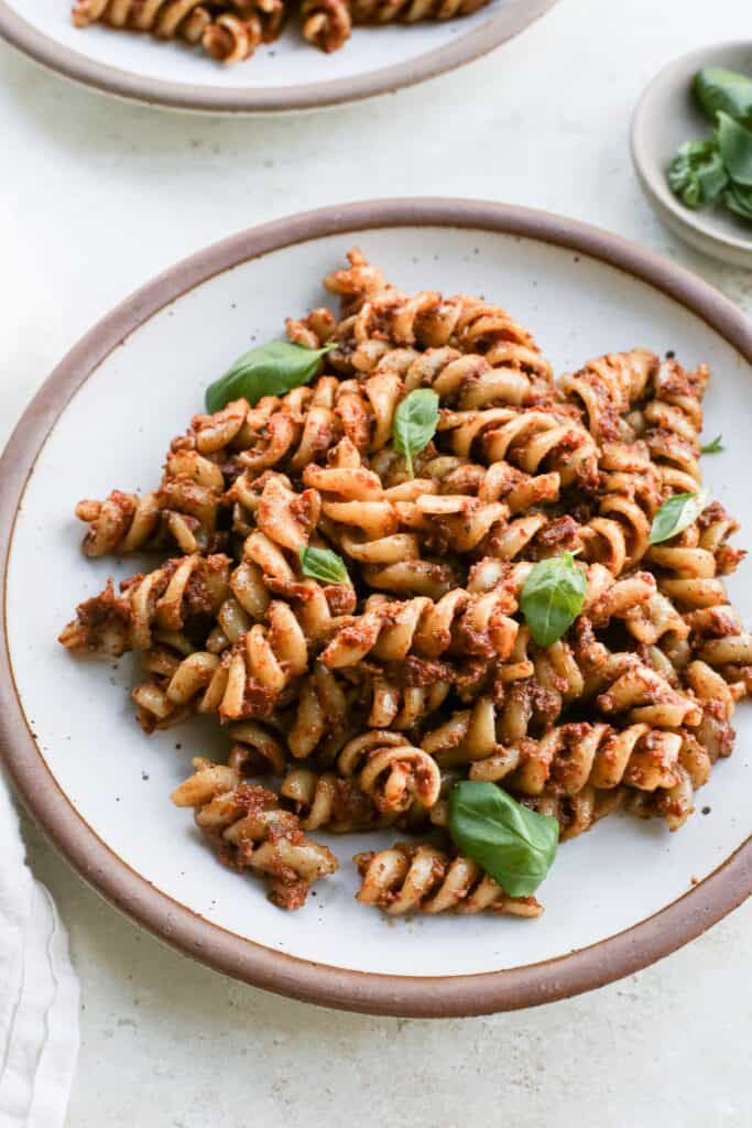 15 Minute Pesto Rosso Pasta (Red Pesto Pasta) - A Nourishing Plate