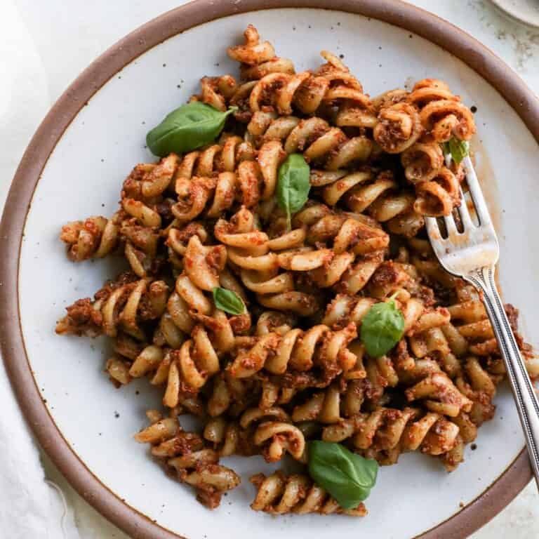 15 Minute Pesto Rosso Pasta (Red Pesto Pasta) - A Nourishing Plate