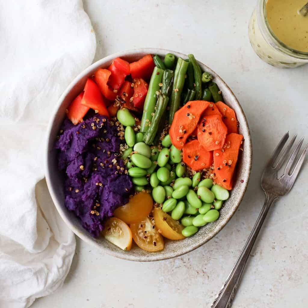 Rainbow Bowl With Tahini Sauce - A Nourishing Plate
