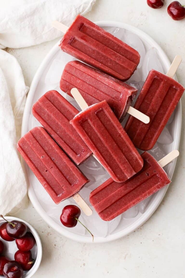 Cherry Mango Popsicles (No Added Sugar) - A Nourishing Plate