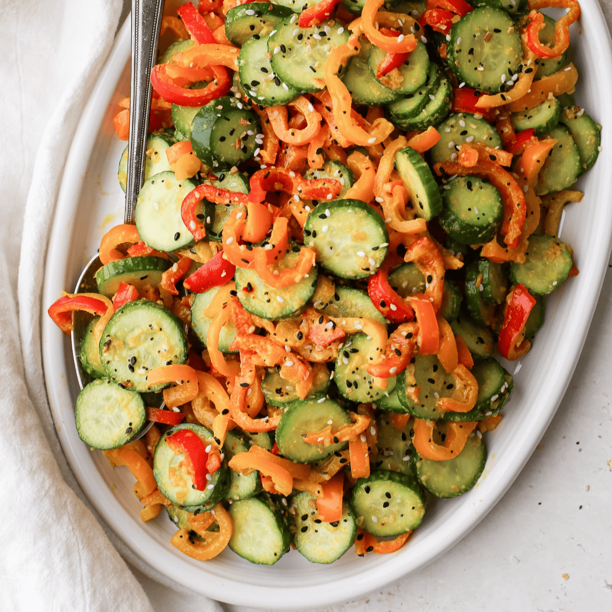 Bell Pepper Cucumber Salad (Viral Recipe) - A Nourishing Plate
