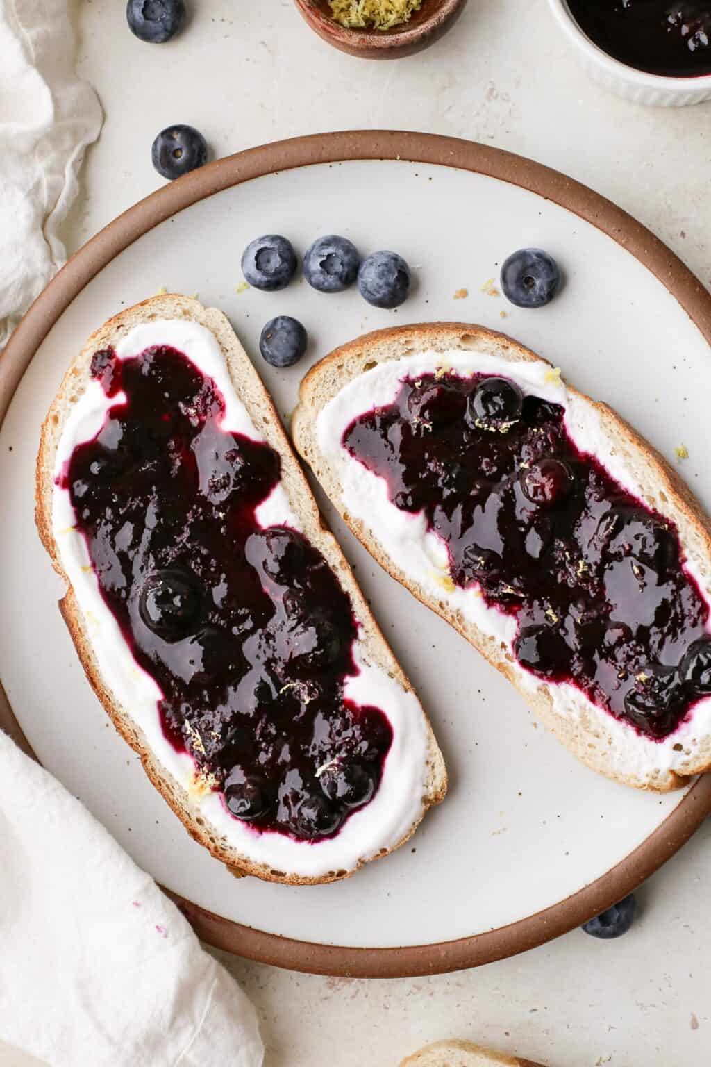 10 Minute Blueberry Toast (Dairy Free) - A Nourishing Plate