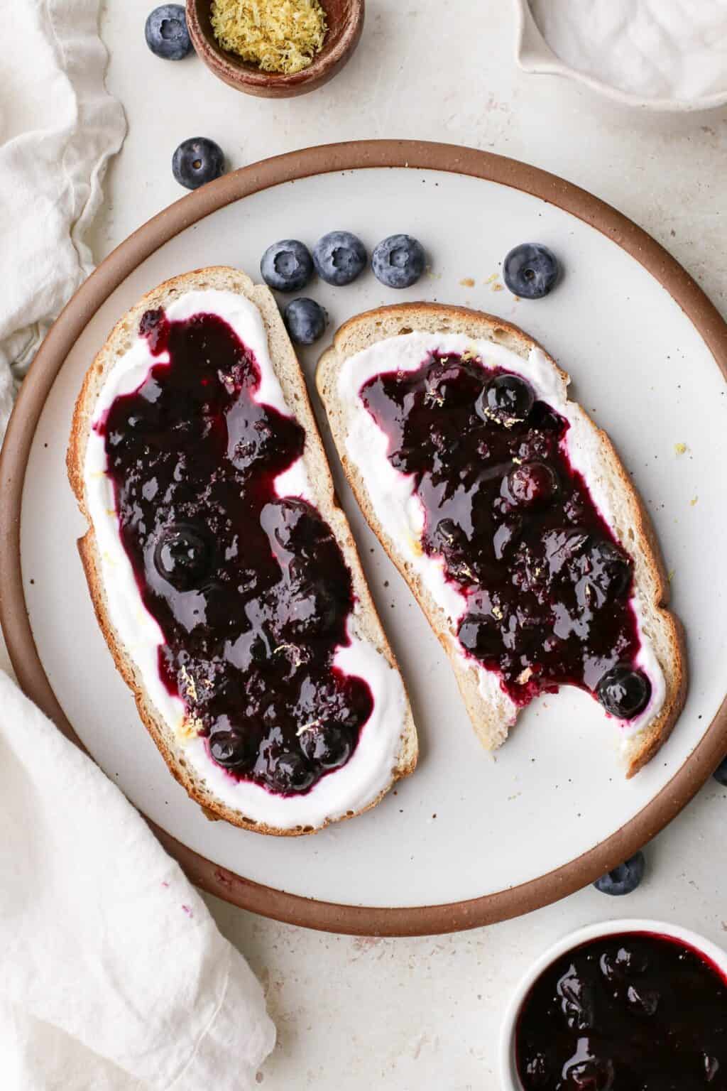 10 Minute Blueberry Toast (Dairy Free) - A Nourishing Plate