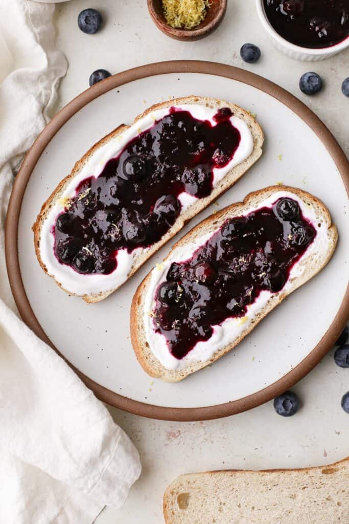 10 Minute Blueberry Toast (Dairy Free) - A Nourishing Plate